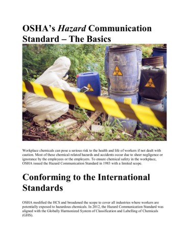 OSHA Hazard Communication Standard - The Basics - HAZWOPER OSHA - Page ...
