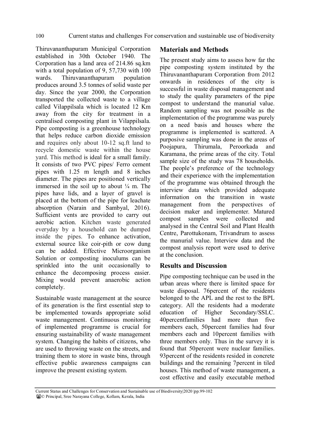 CURRENT STATUS AND CHALLENGES FOR CONSERVATION AND SUSTAINABLE USE OF ...