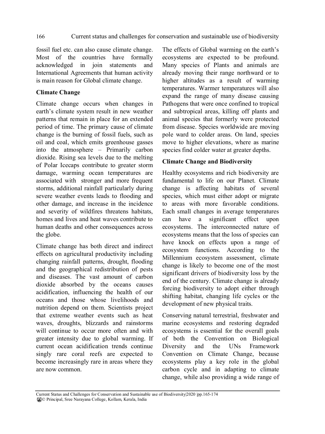 CURRENT STATUS AND CHALLENGES FOR CONSERVATION AND SUSTAINABLE USE OF ...