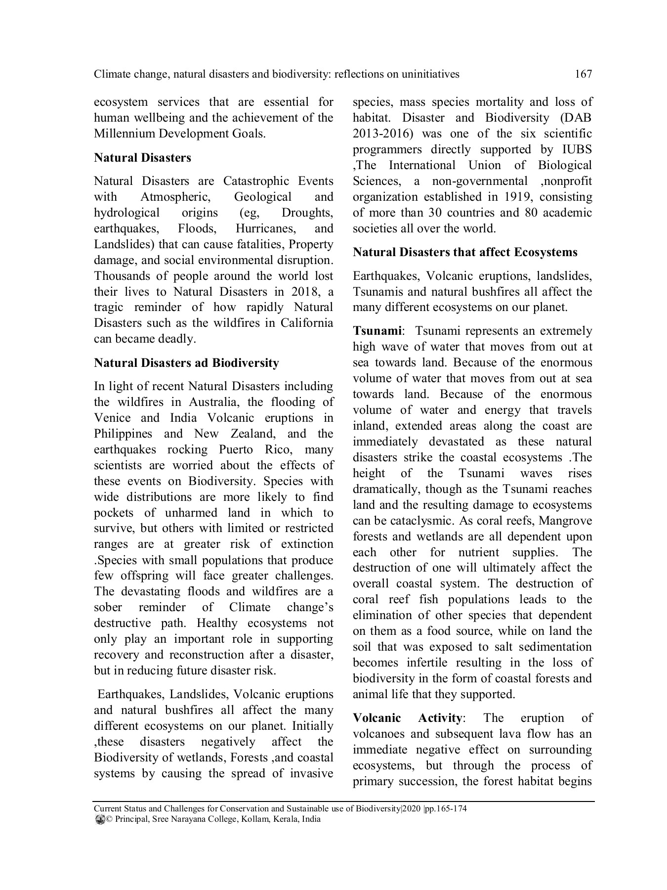 CURRENT STATUS AND CHALLENGES FOR CONSERVATION AND SUSTAINABLE USE OF ...