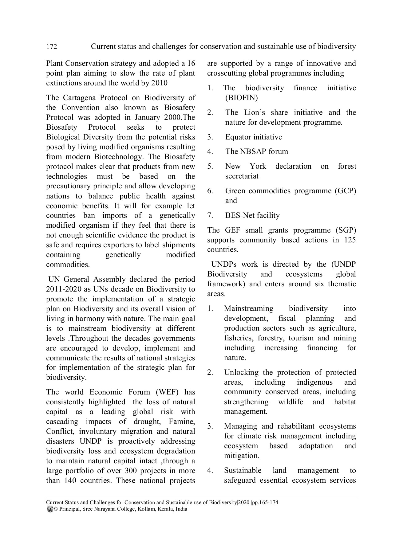 CURRENT STATUS AND CHALLENGES FOR CONSERVATION AND SUSTAINABLE USE OF ...