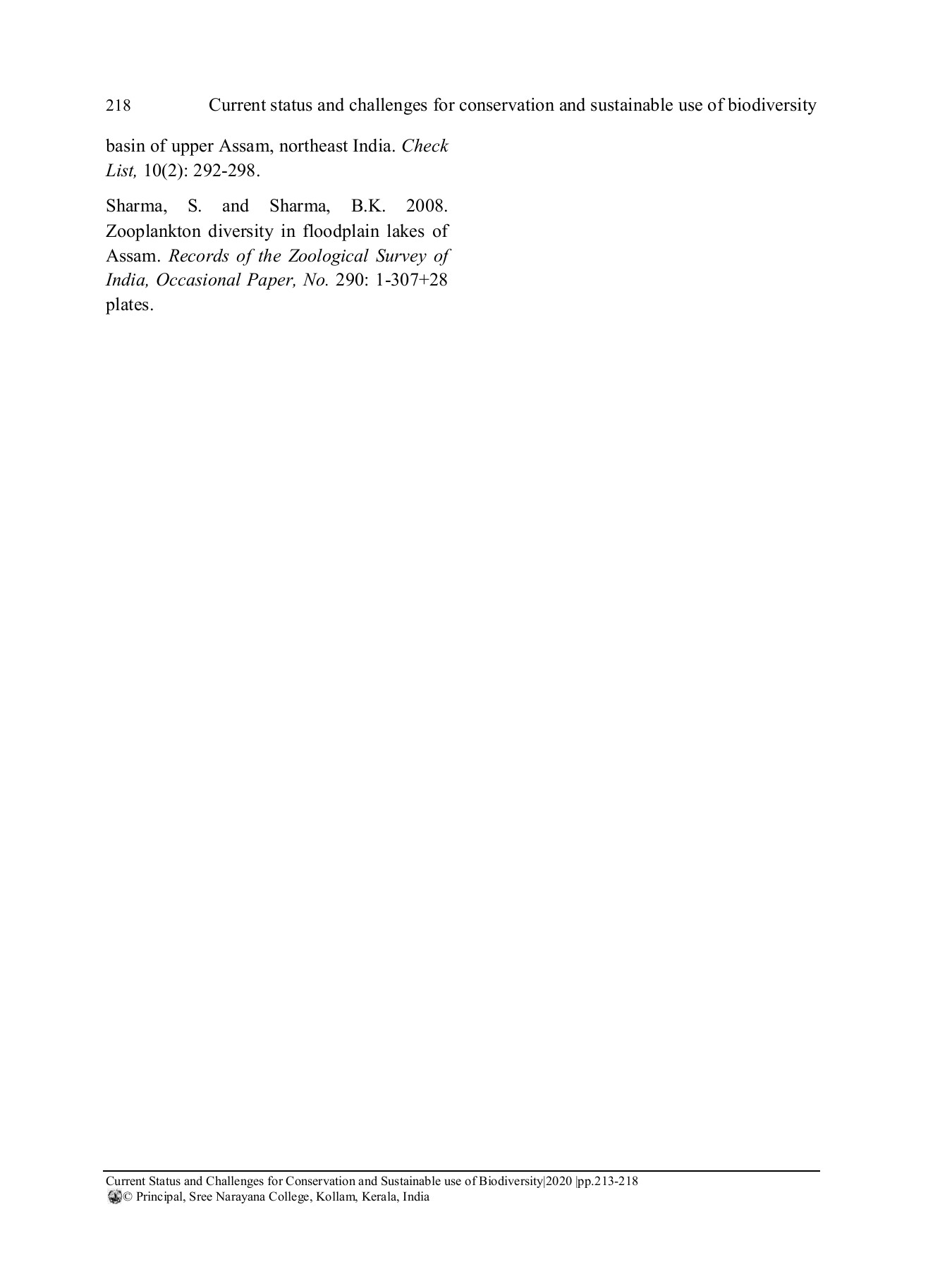 CURRENT STATUS AND CHALLENGES FOR CONSERVATION AND SUSTAINABLE USE OF ...