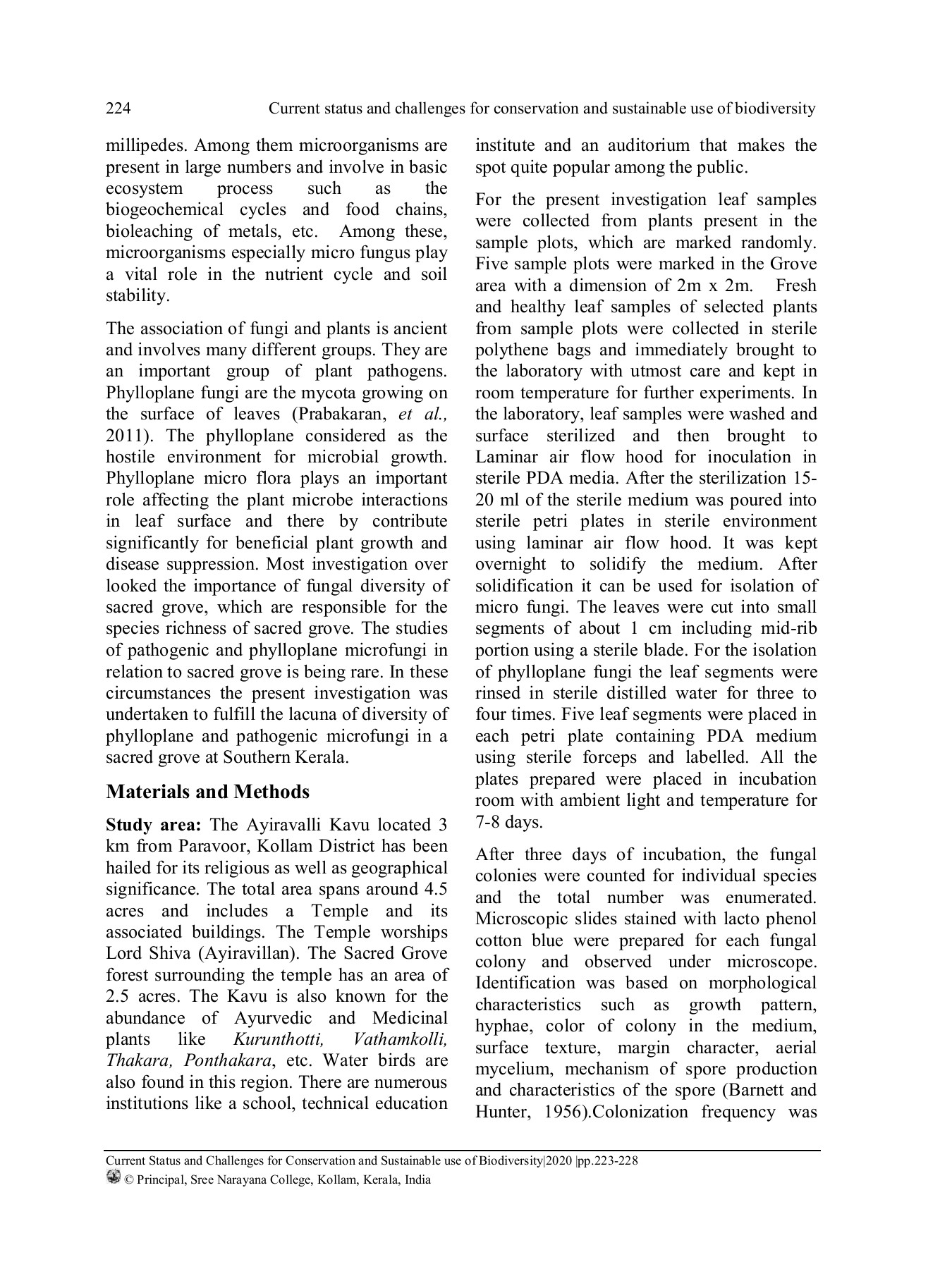 CURRENT STATUS AND CHALLENGES FOR CONSERVATION AND SUSTAINABLE USE OF ...