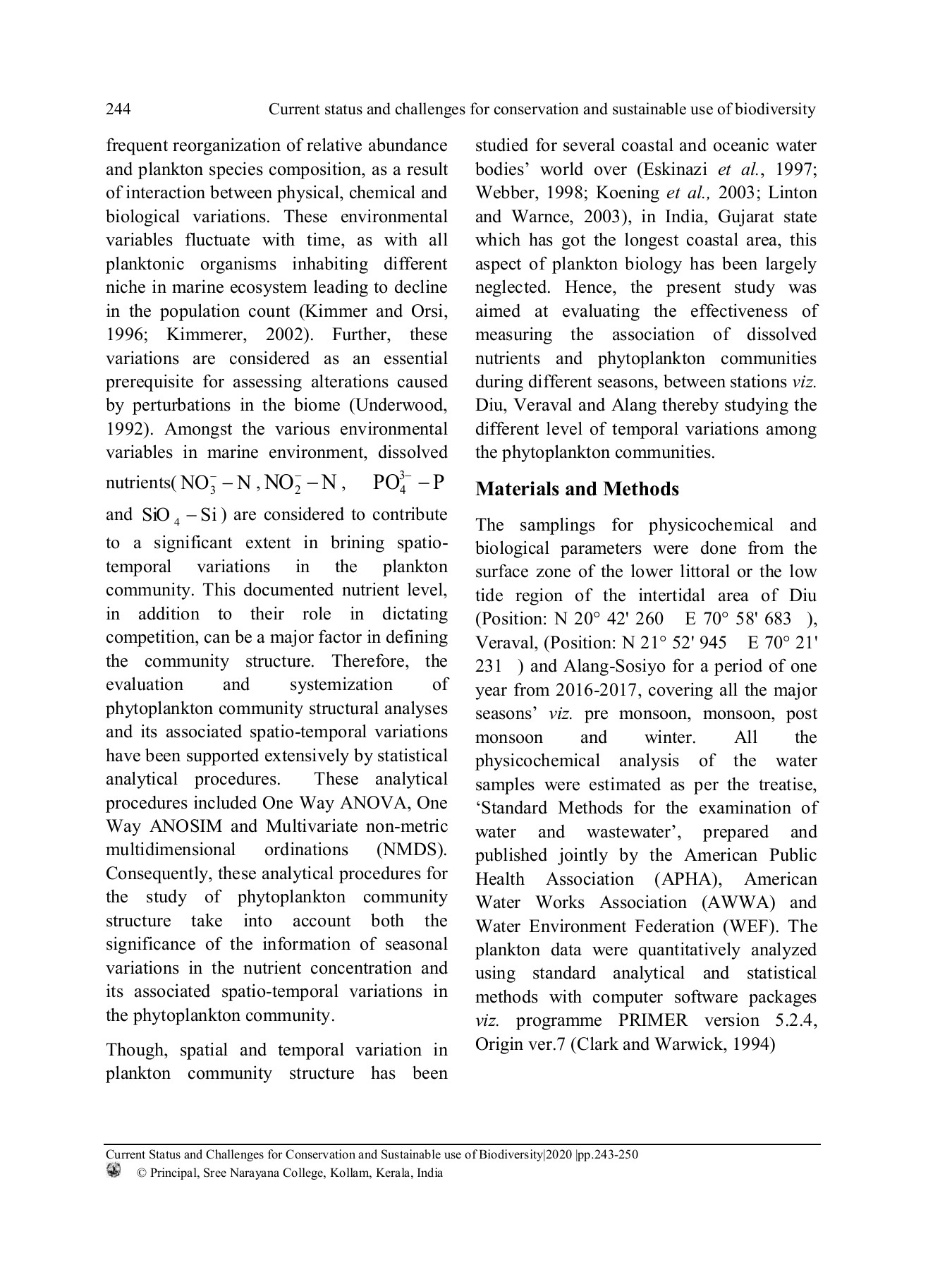 CURRENT STATUS AND CHALLENGES FOR CONSERVATION AND SUSTAINABLE USE OF ...