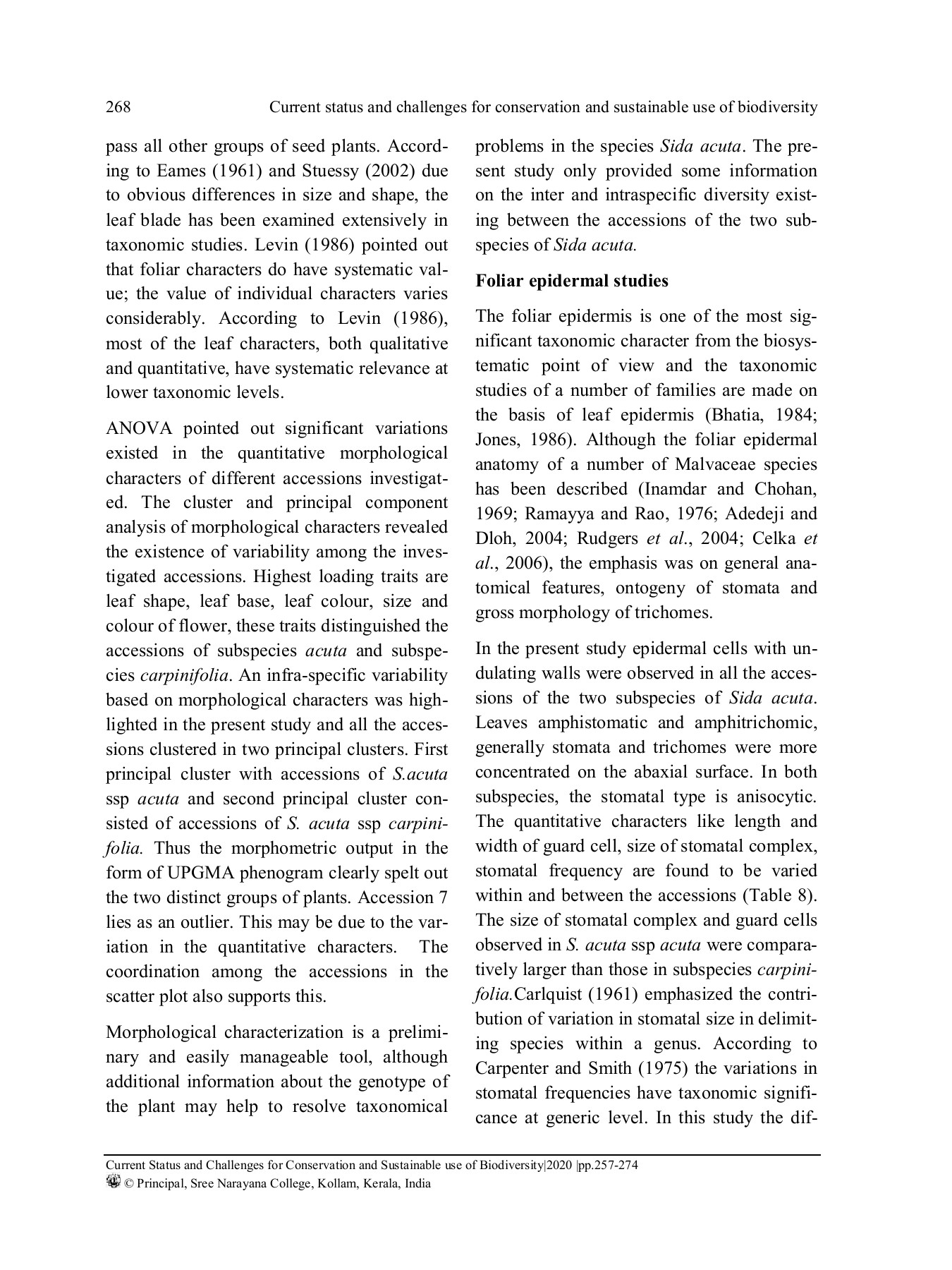 CURRENT STATUS AND CHALLENGES FOR CONSERVATION AND SUSTAINABLE USE OF ...