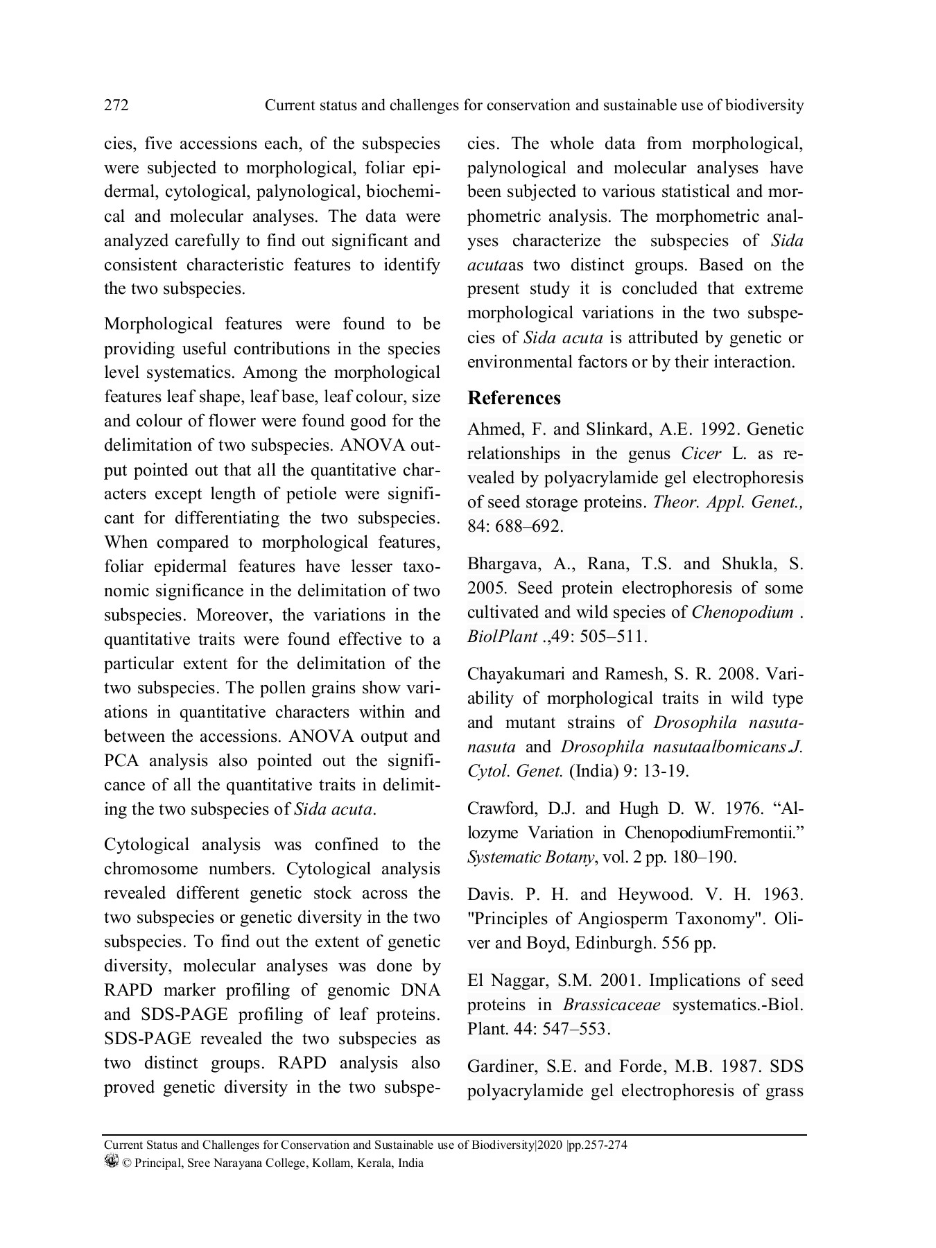 CURRENT STATUS AND CHALLENGES FOR CONSERVATION AND SUSTAINABLE USE OF ...