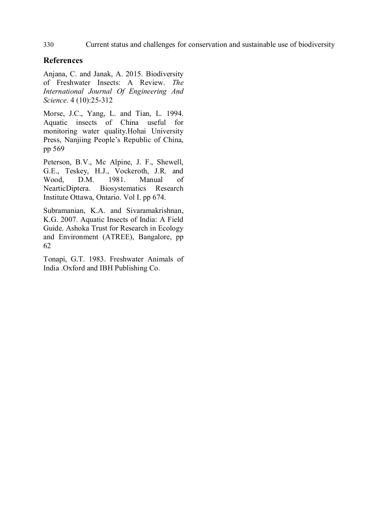 CURRENT STATUS AND CHALLENGES FOR CONSERVATION AND SUSTAINABLE USE OF ...