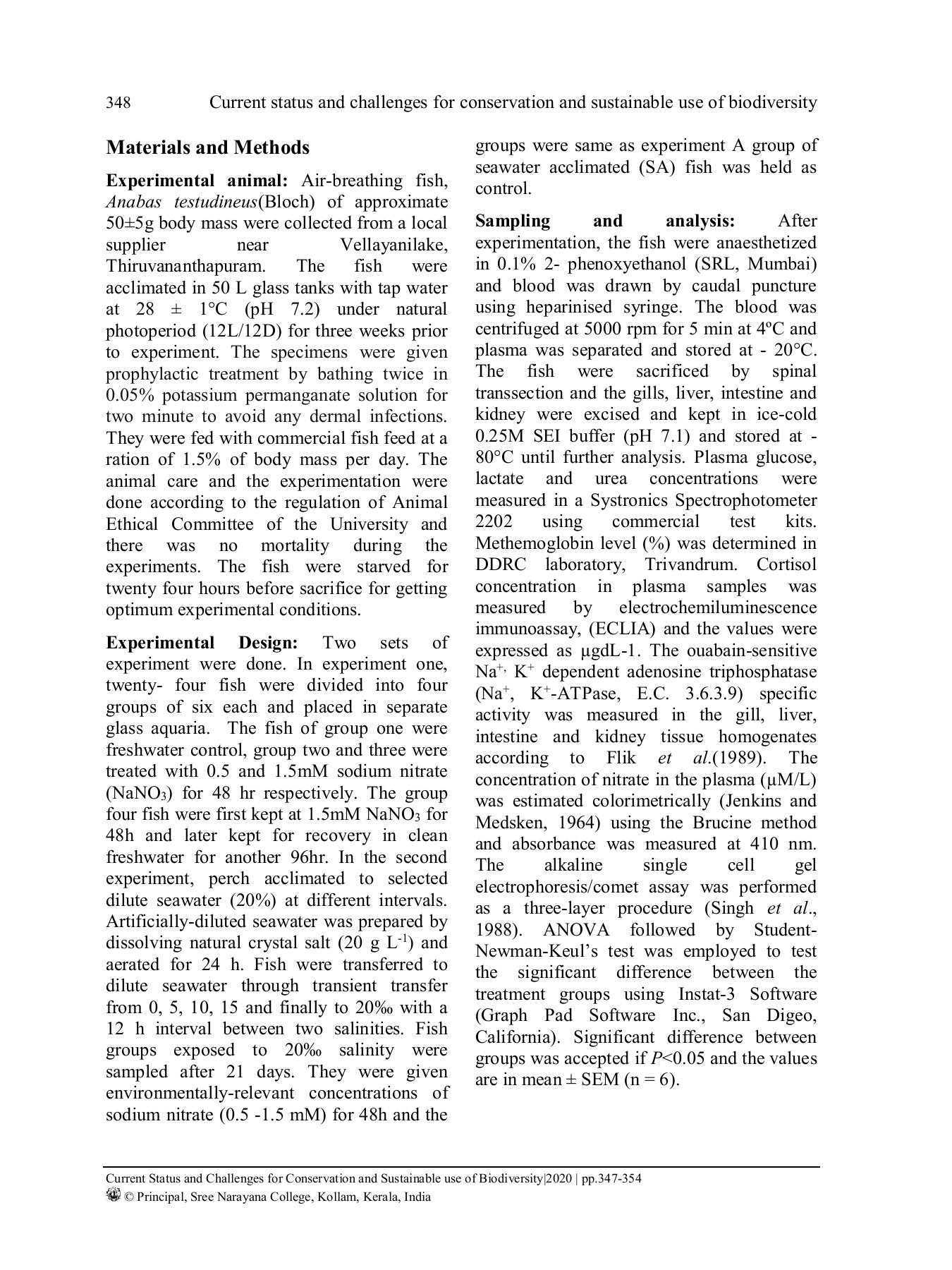 CURRENT STATUS AND CHALLENGES FOR CONSERVATION AND SUSTAINABLE USE OF ...
