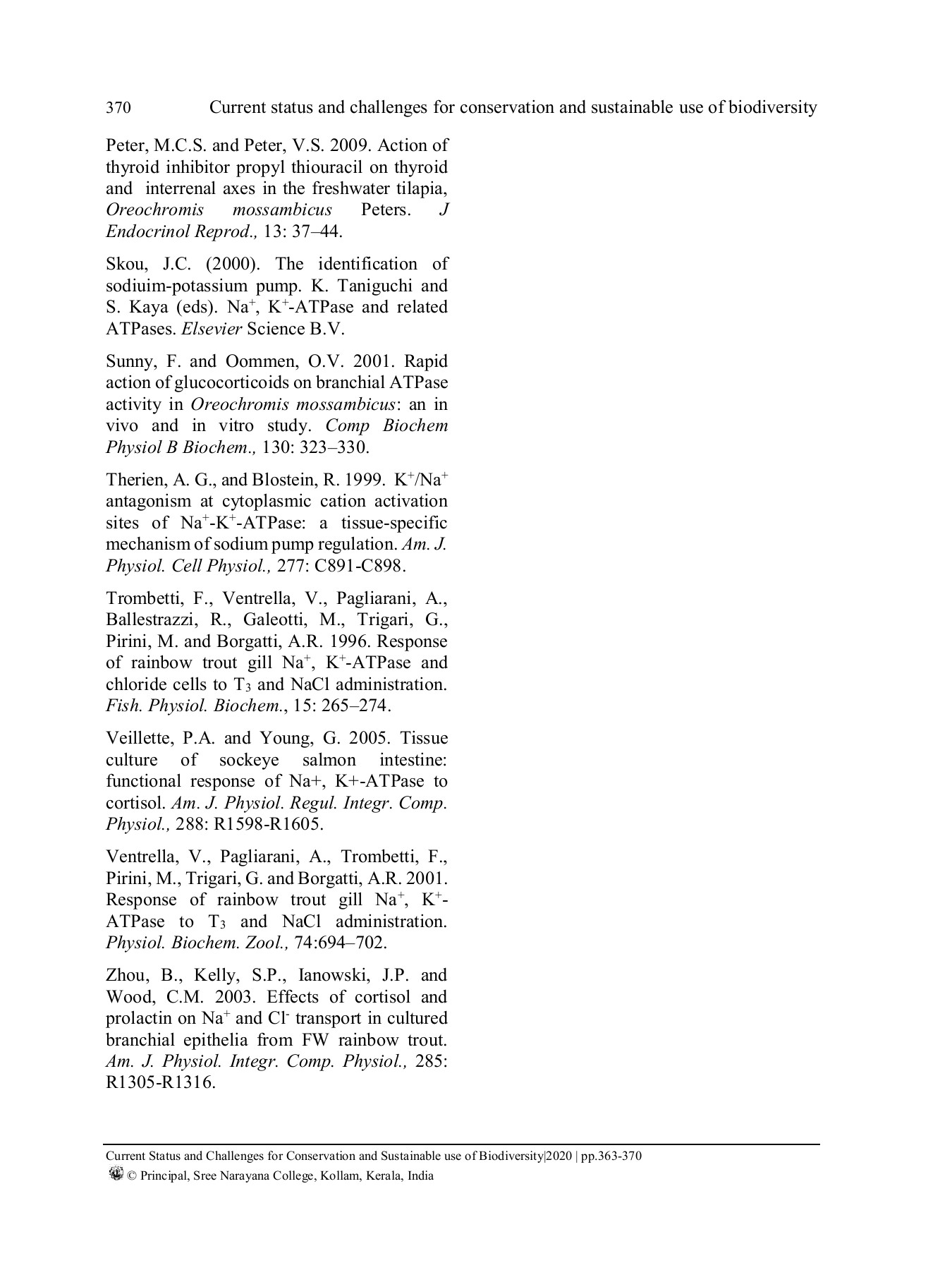 CURRENT STATUS AND CHALLENGES FOR CONSERVATION AND SUSTAINABLE USE OF ...