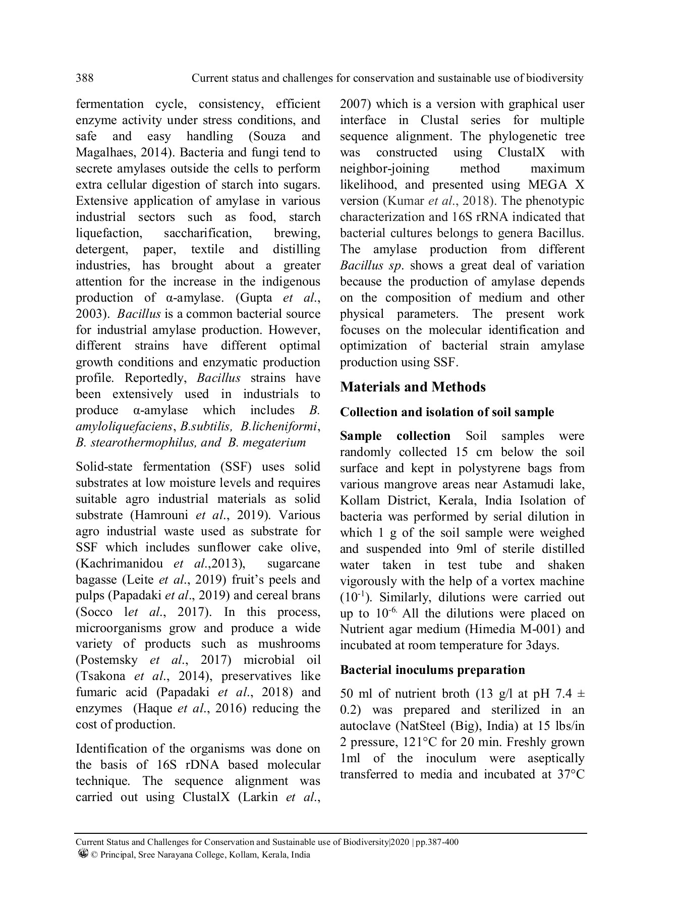 CURRENT STATUS AND CHALLENGES FOR CONSERVATION AND SUSTAINABLE USE OF ...