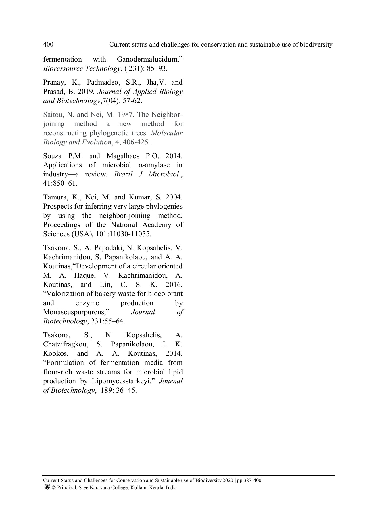 CURRENT STATUS AND CHALLENGES FOR CONSERVATION AND SUSTAINABLE USE OF ...