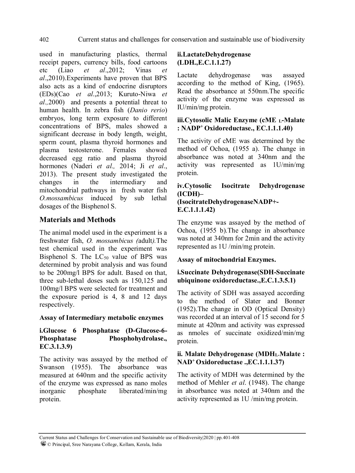 CURRENT STATUS AND CHALLENGES FOR CONSERVATION AND SUSTAINABLE USE OF ...