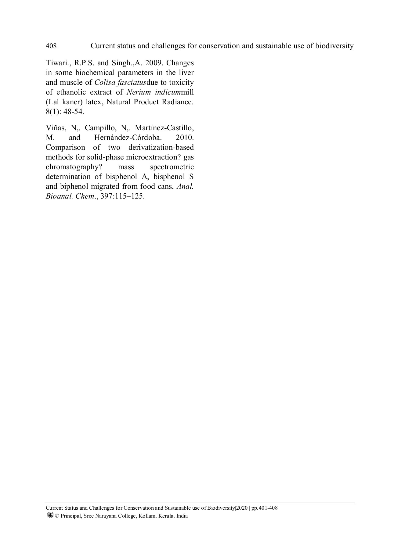 CURRENT STATUS AND CHALLENGES FOR CONSERVATION AND SUSTAINABLE USE OF ...