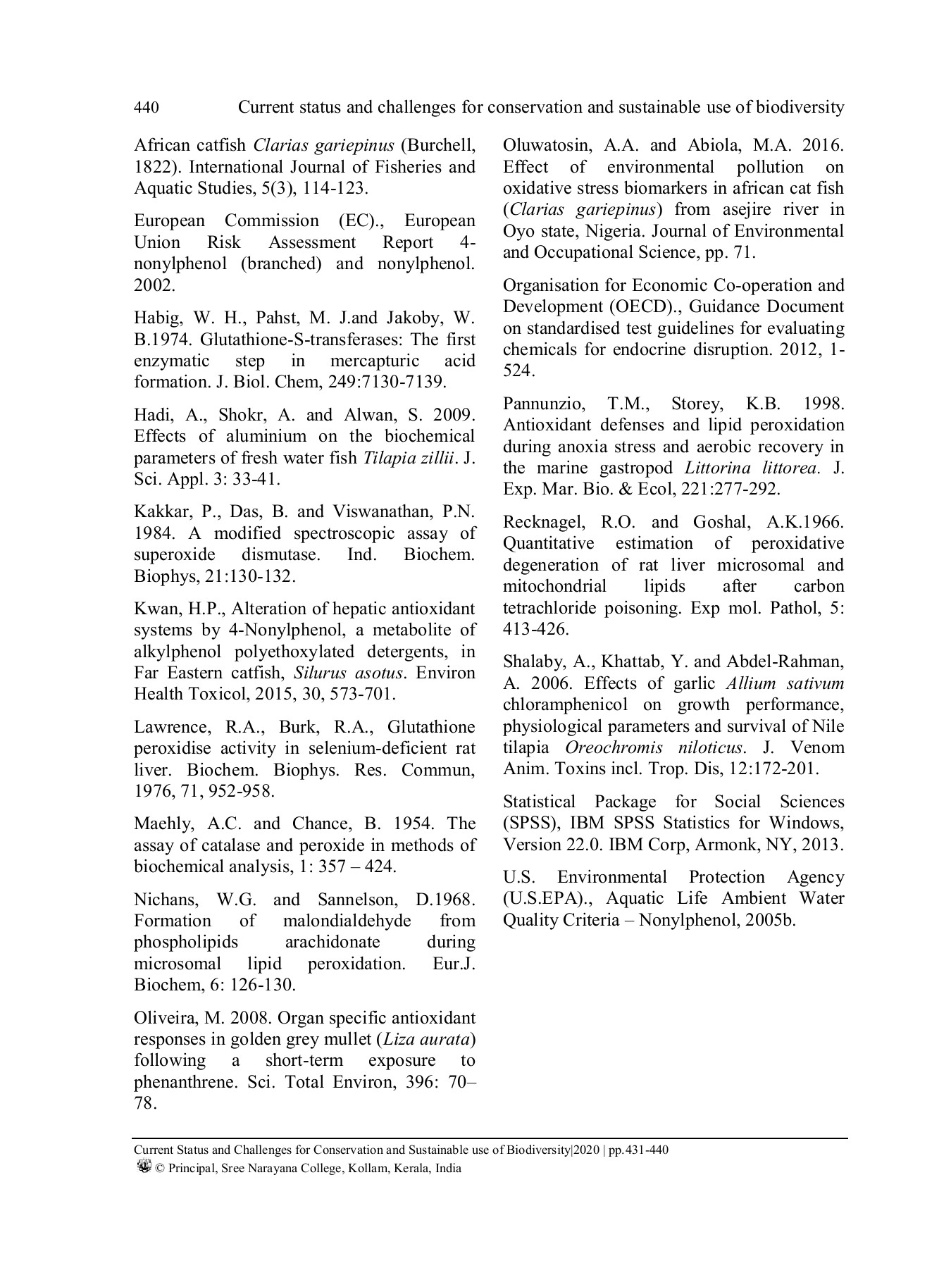 CURRENT STATUS AND CHALLENGES FOR CONSERVATION AND SUSTAINABLE USE OF ...