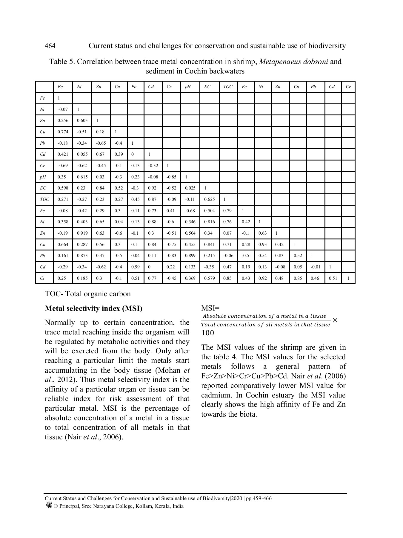CURRENT STATUS AND CHALLENGES FOR CONSERVATION AND SUSTAINABLE USE OF ...