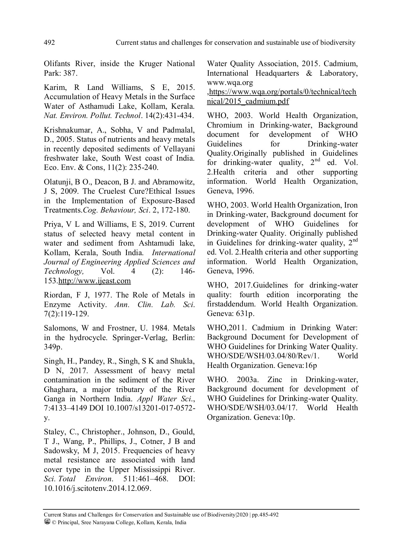 CURRENT STATUS AND CHALLENGES FOR CONSERVATION AND SUSTAINABLE USE OF ...