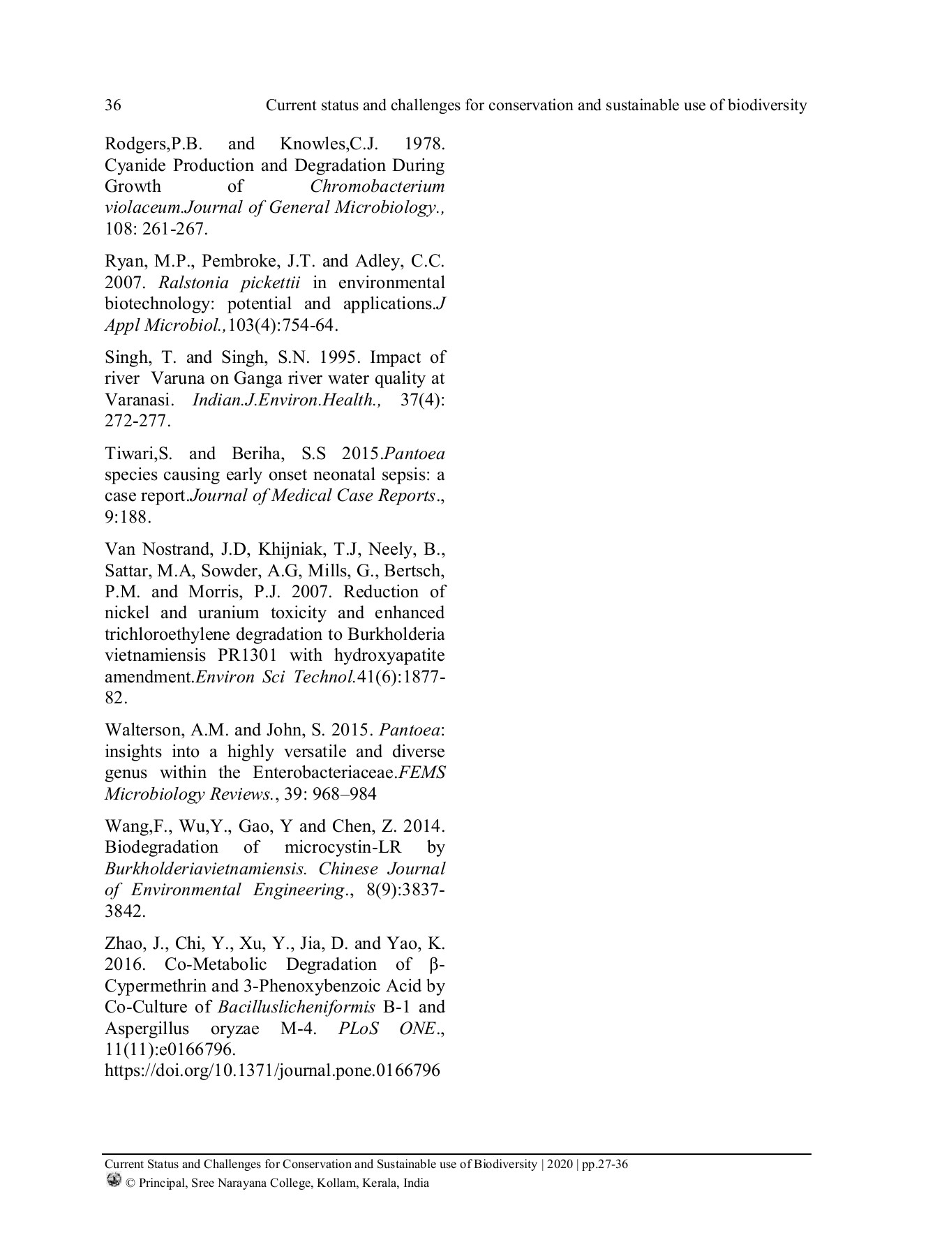 CURRENT STATUS AND CHALLENGES FOR CONSERVATION AND SUSTAINABLE USE OF ...