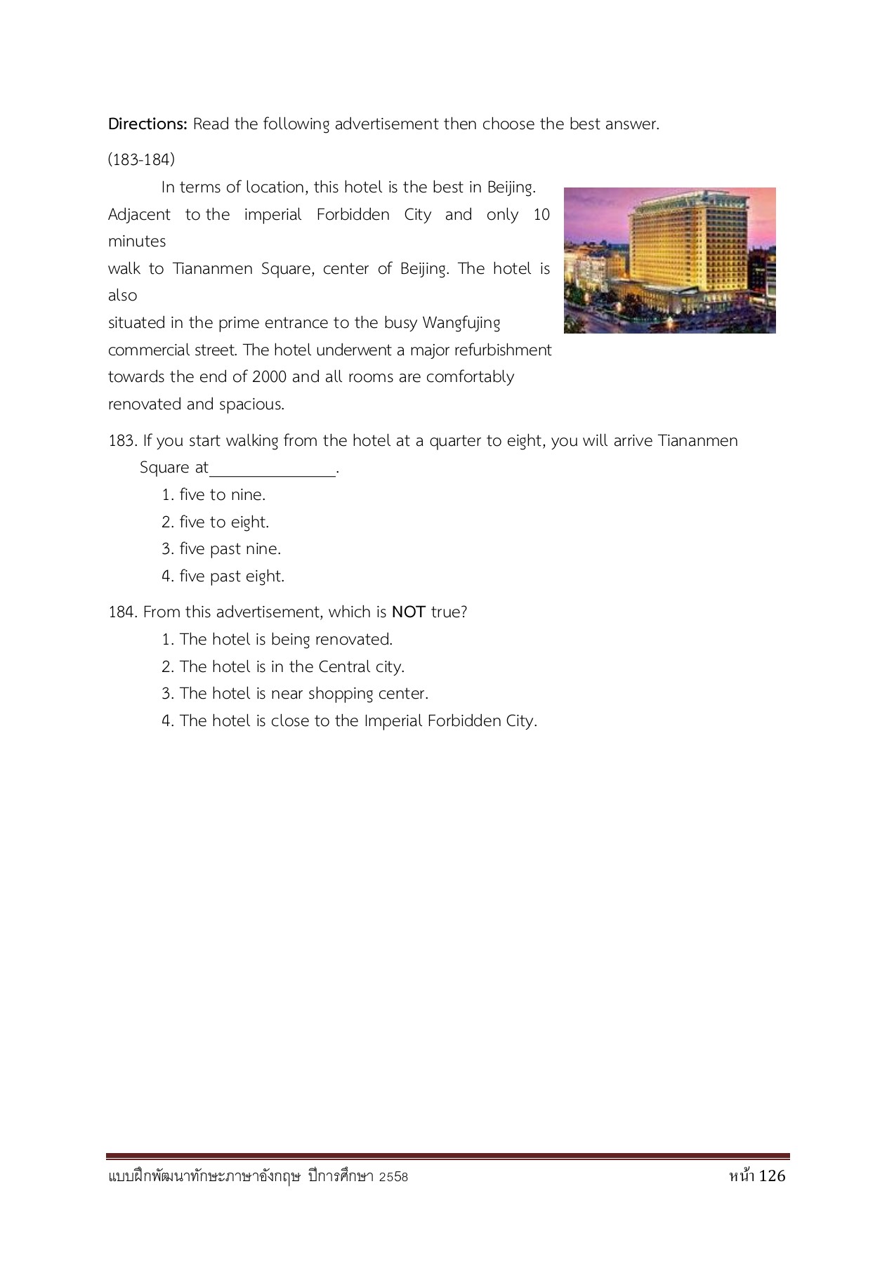 แบบฝึก Onet ปี 58 สถาบันภาษา - chaleetaweepa - หน้าหนังสือ 126 | พลิก PDF ออนไลน์ | PubHTML5