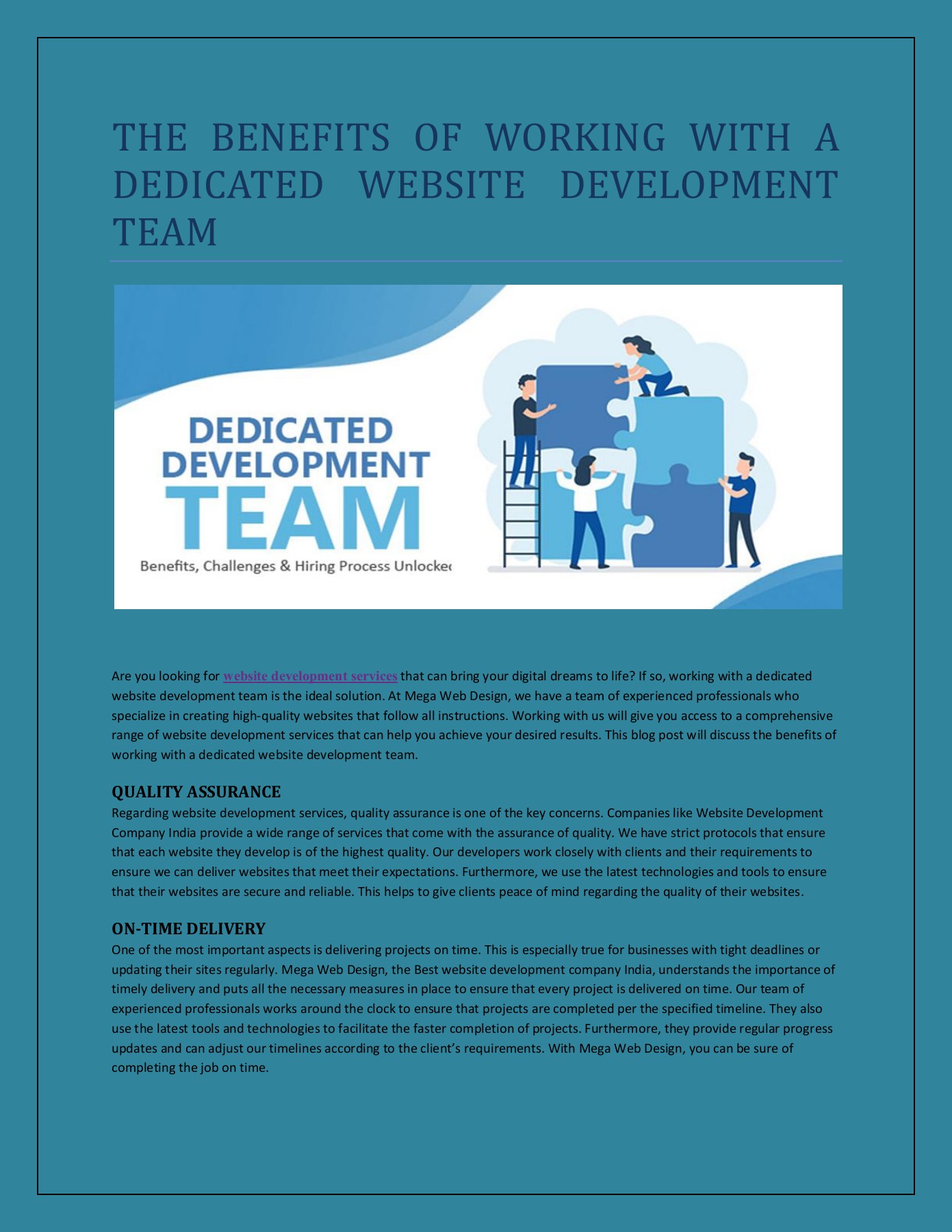 THE BENEFITS OF WORKING WITH A DEDICATED WEBSITE DEVELOPMENT TEAM ...