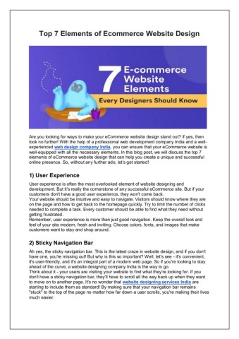 Top 7 Elements of Ecommerce Website Design