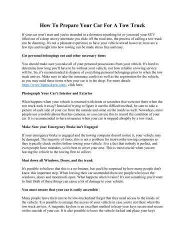 How To Prepare Your Car For A Tow Truck - RileyDove - Page 1 - 2 | Flip ...