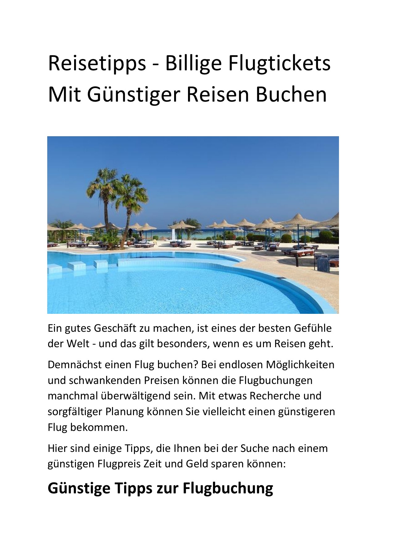 Reisetipps - Billige Flugtickets Mit Günstiger Reisen Buchen ...