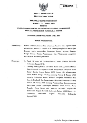 Perbup No 23 Tahun 2022 tentang SHS Tahun 2023 - anjab kabprob - Page 1 | Flip PDF Online | PubHTML5