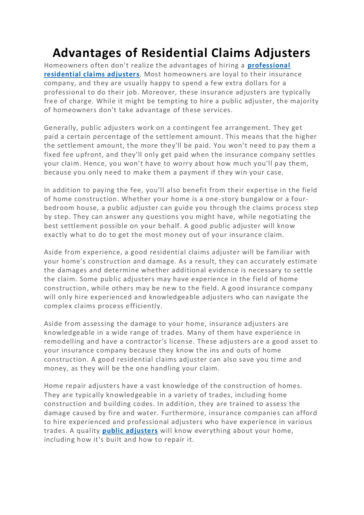 Professional Residential Claims adjusters - First Call Public Adjusters ...