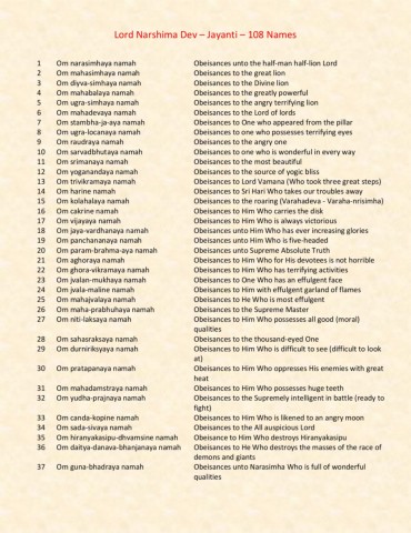 108 NAMES_LORD NARASIMHA