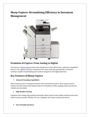 Sharp Copiers: Streamlining Efficiency in Document Management