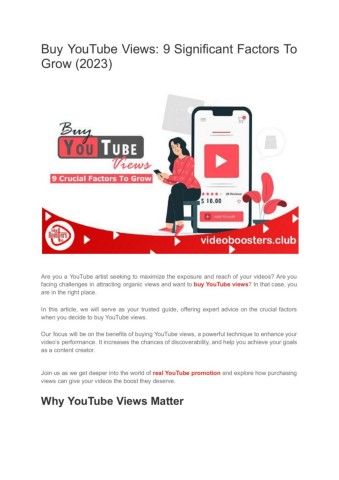 Buy YouTube Views 9 Significant Factors To Grow