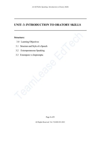 M3 Intro to Oratory Skills - Teamlease Edtech Ltd (Amita Chitroda ...
