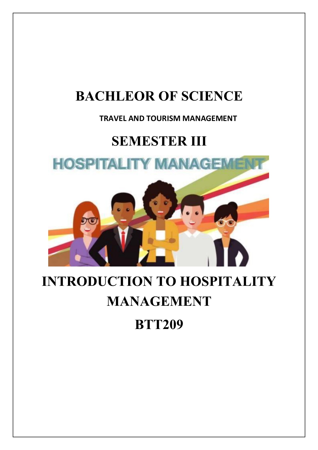 CU-BSC.TTM-SEM-III-(Elective Group-C) Introduction to Hospitality Management- Second Draft ...