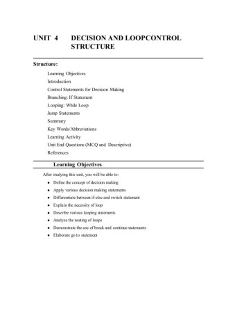 UNIT 4 DECISION AND LOOP CONTROL STRUCTURE - Teamlease Edtech Ltd ...