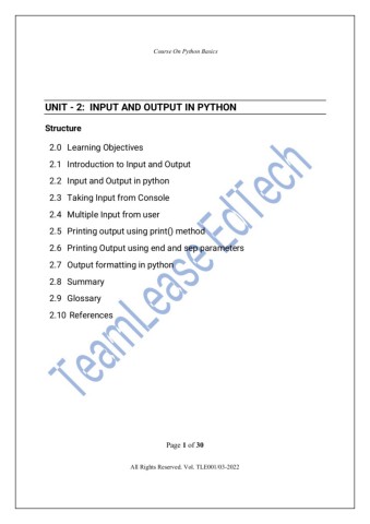 2. Input and Output - Teamlease Edtech Ltd (Amita Chitroda) - Page 1 ...