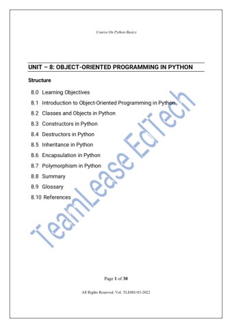 8. Object Oriented Programming in Python