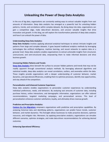 Unleashing the Power of Deep Data Analytics