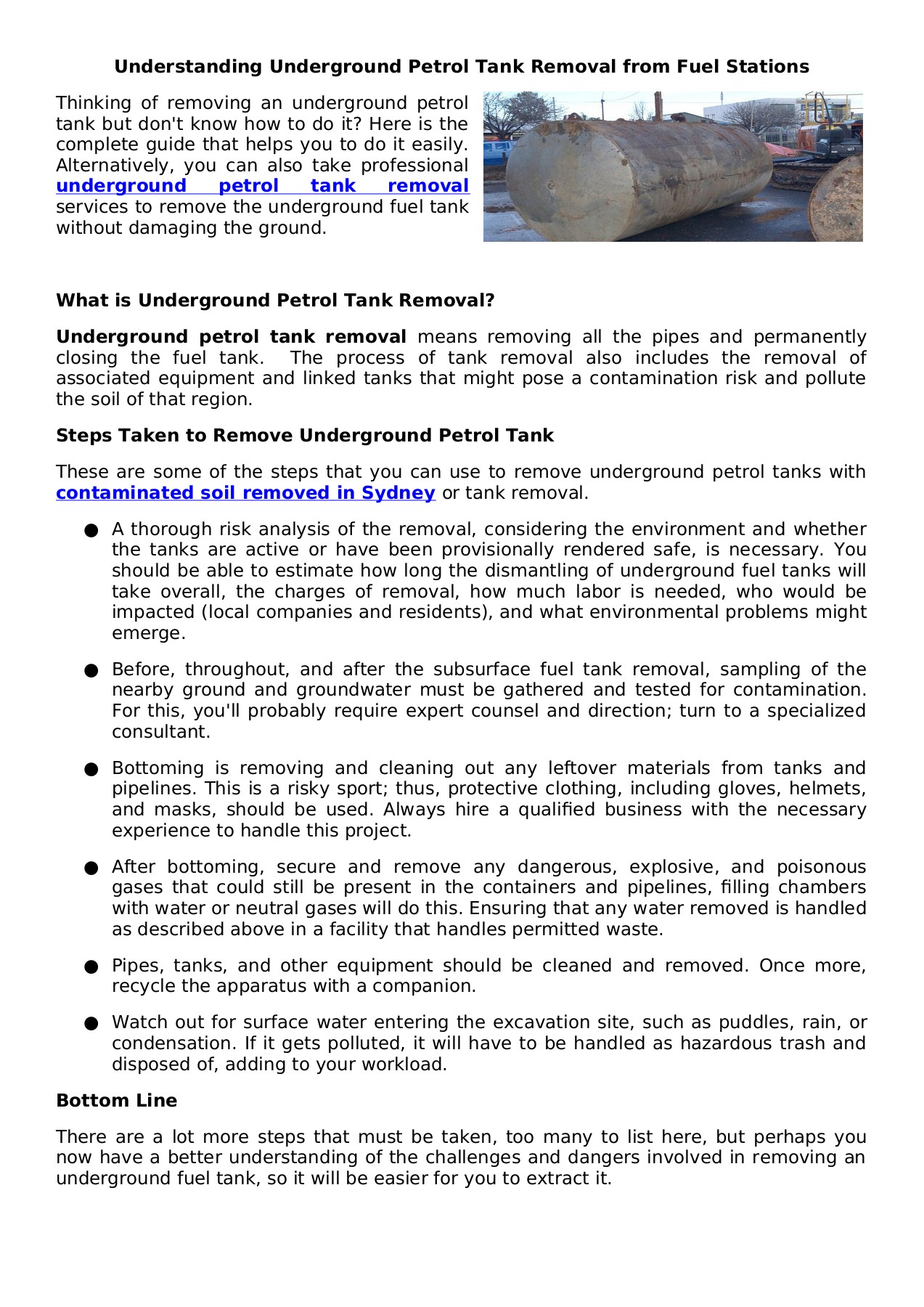 Understanding Underground Petrol Tank Removal from Fuel Stations ...