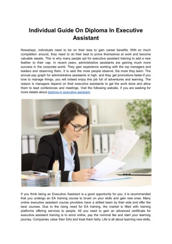Individual Guide On Diploma In Executive Assistant