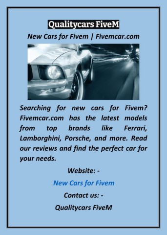 New Cars for Fivem Fivemcar
