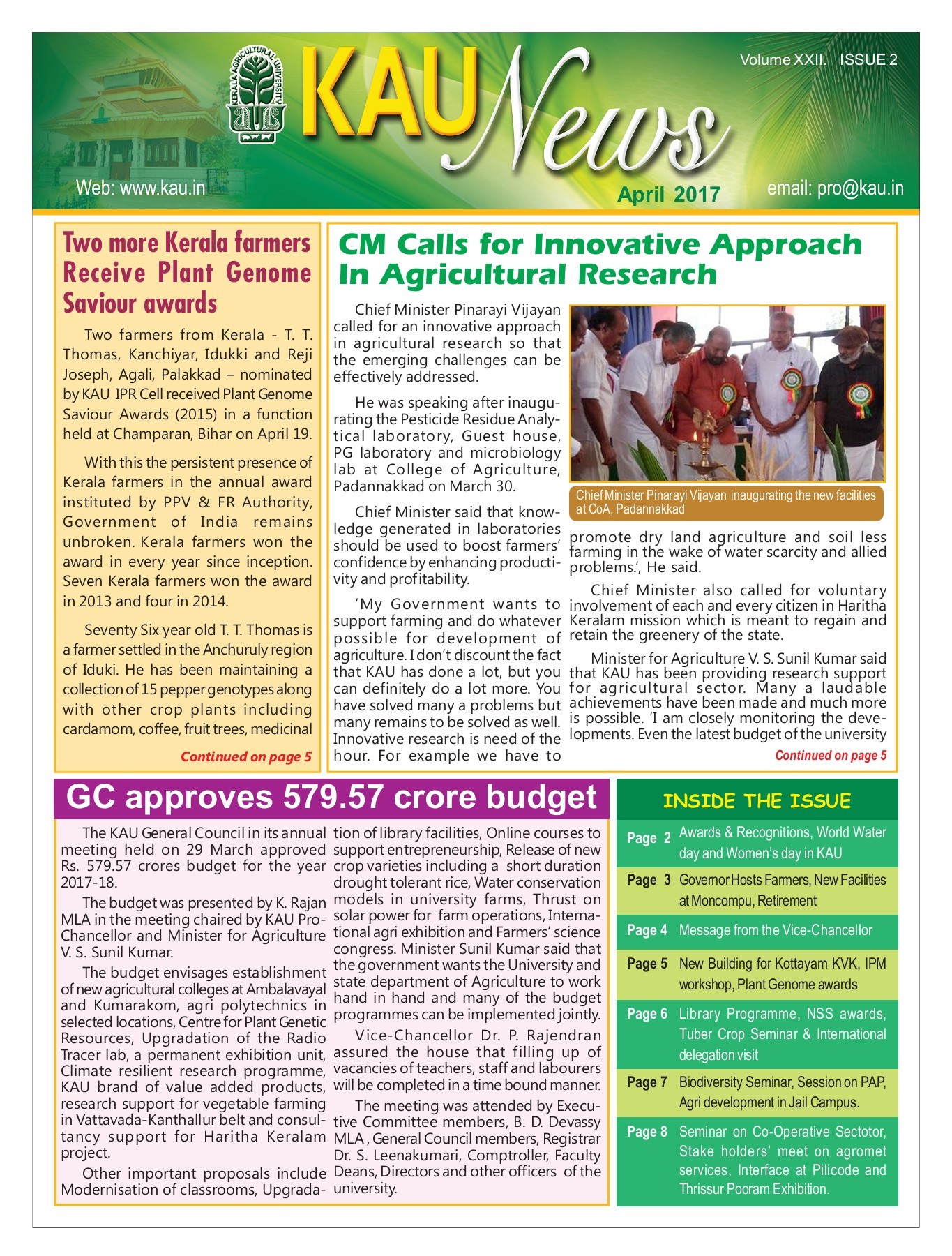 KAU Newsletter April 2017 - KAU - Page 1 - 8 | Flip PDF Online | PubHTML5