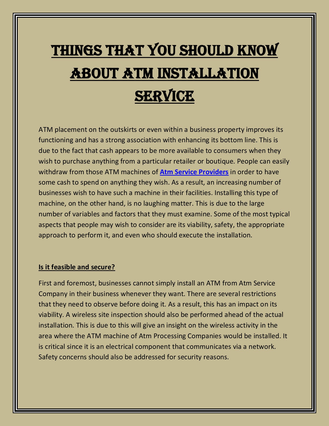 Things That You Should Know About ATM Installation Service - San Diego ...