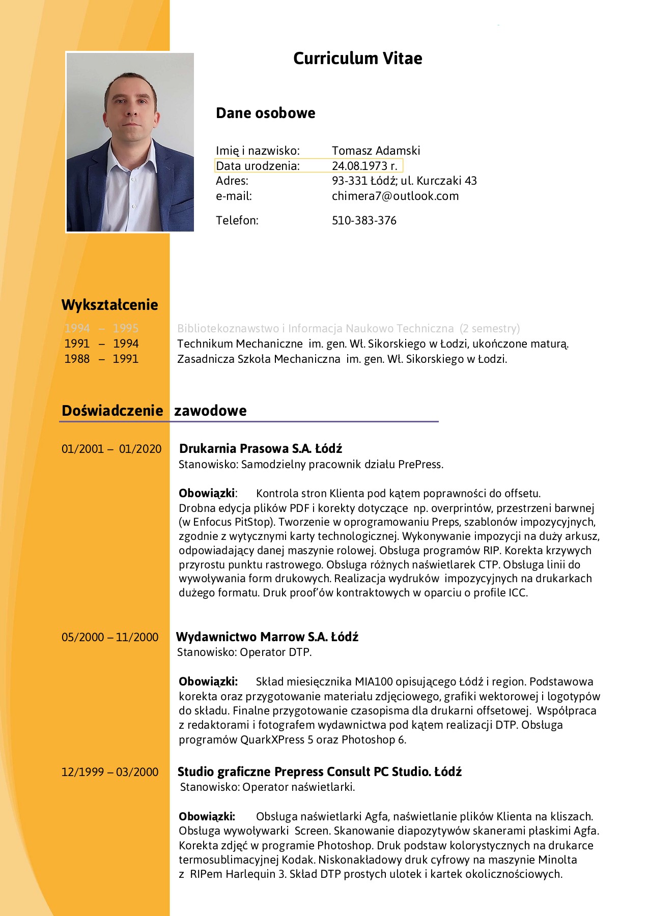 CV_wersja_sharp - Tomek Adamski - Strony 1 - 2 | Przerzucanie PDF Online | PubHTML5