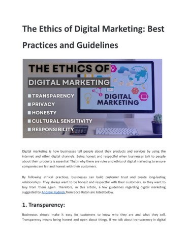 The Ethics of Digital Marketing_ Best Practices and Guidelines - Andrew ...