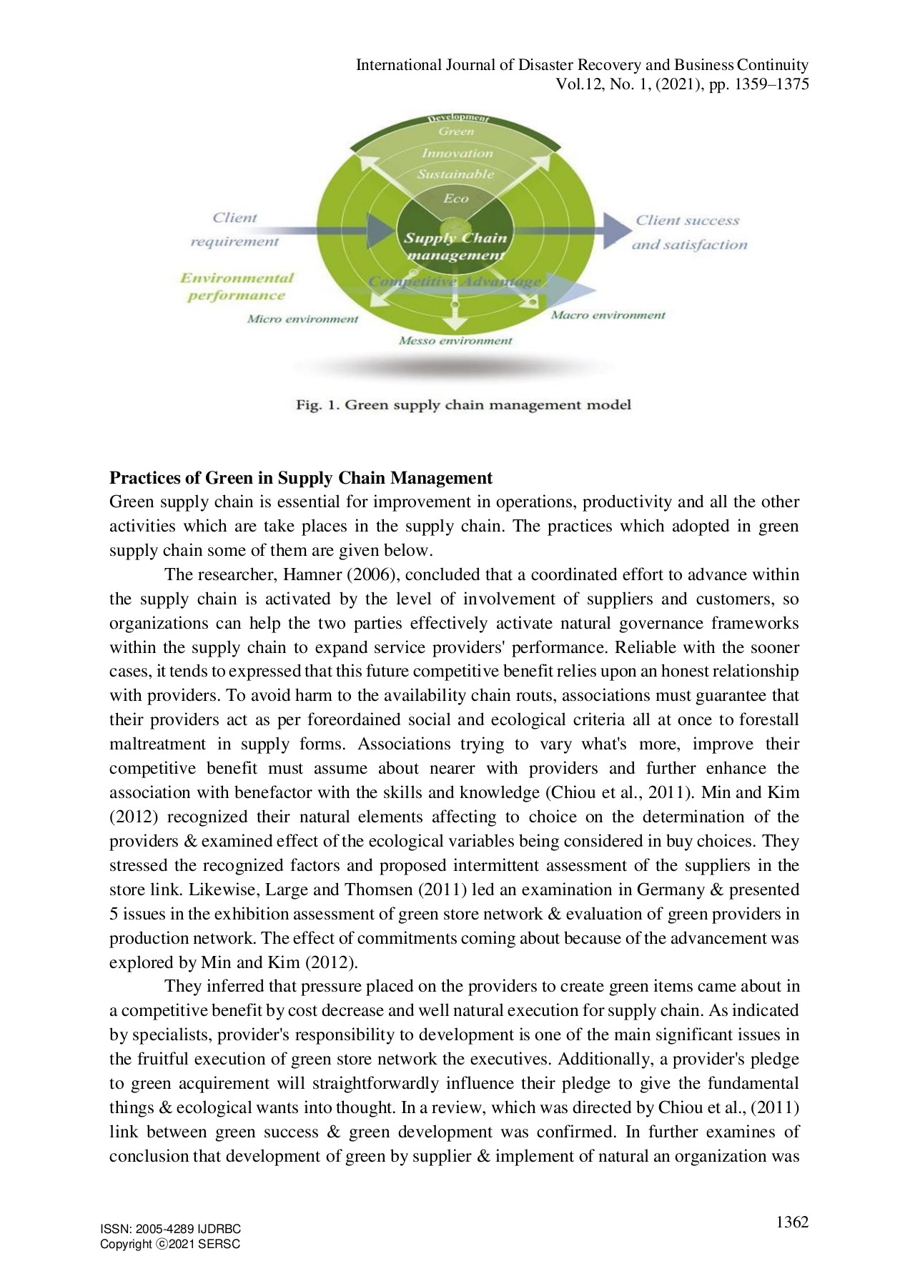 Impact of Green Supply Chain Management Practices on Environment Performance and Competitive ...