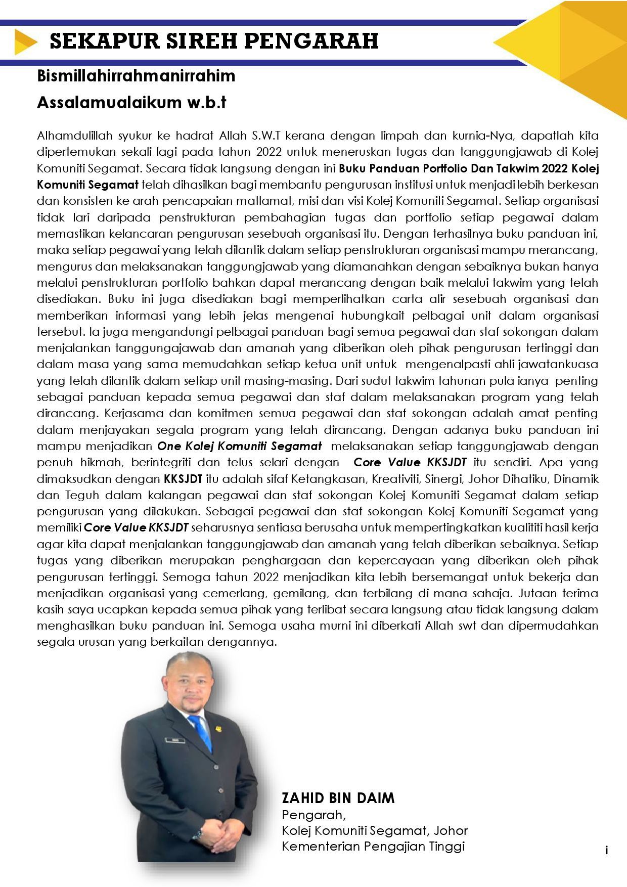 BUKU PANDUAN POTFOLIO DAN TAKWIM 2022 KOLEJ KOMUNITI SEGAMAT ...
