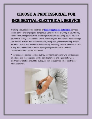Choose A Professional For Residential Electrical Service
