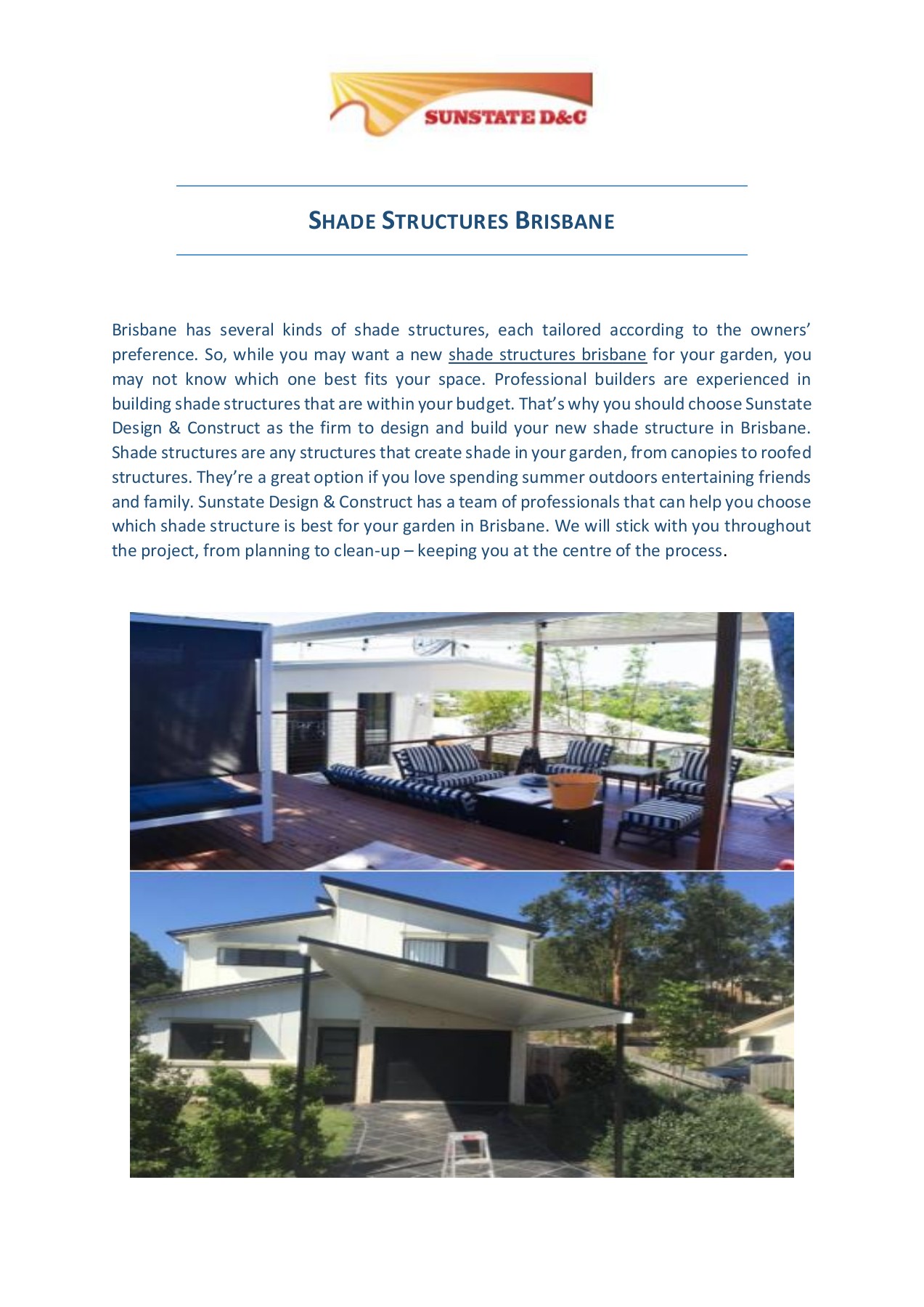 Shade Structures Brisbane - Sunstate Design & Construct - Page 1 - 2 | Flip PDF Online | PubHTML5
