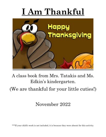 I Am Thankful class book 2022