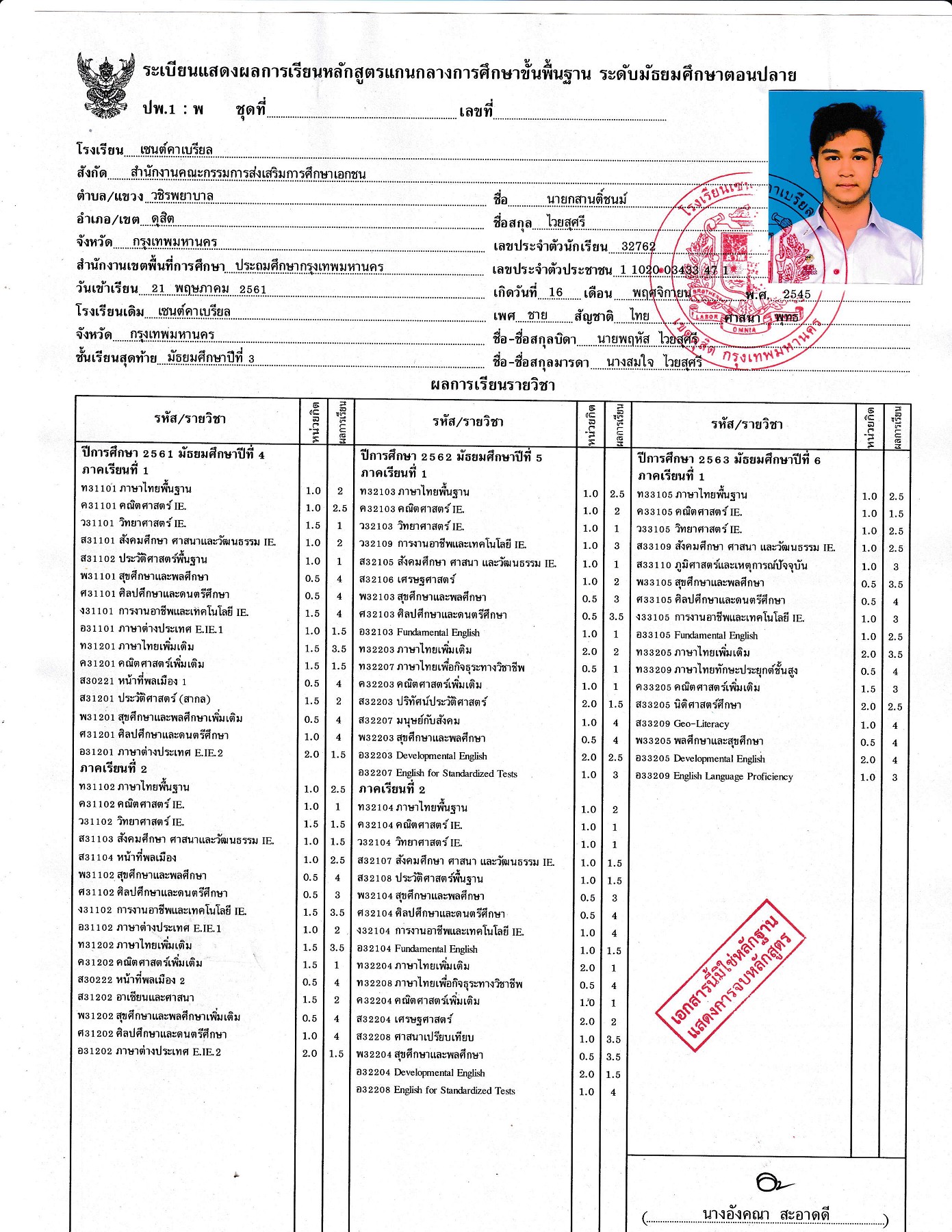 ใบปพ.1 - พฤหัส ไวยสุศรี - Page 1 | Flip PDF Online | PubHTML5